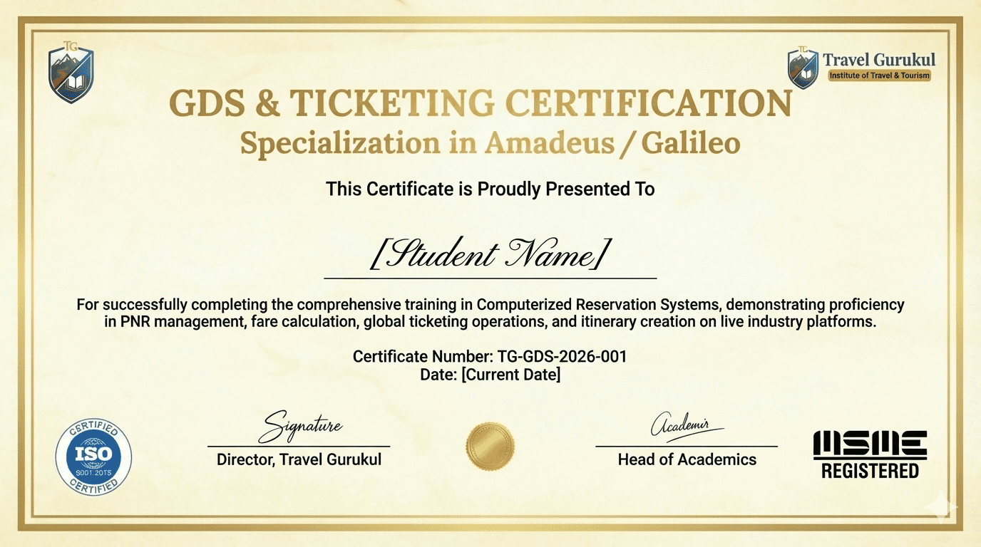 GDS Course: Learn Amadeus, Galileo & Sabre | Travel Gurukul